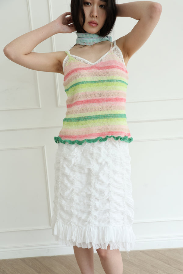 Knit striped spaghetti strap vest – 2046