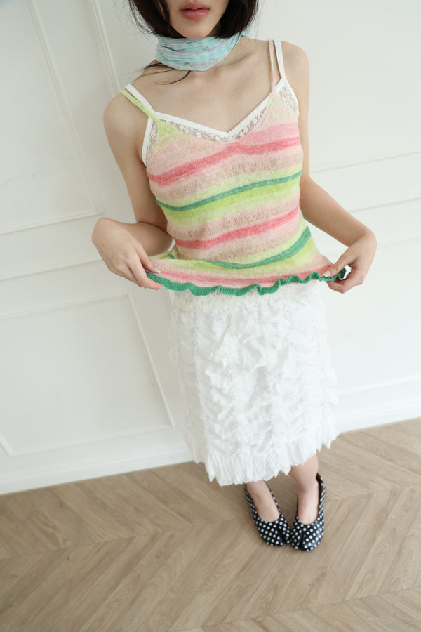 Knit striped spaghetti strap vest – 2046